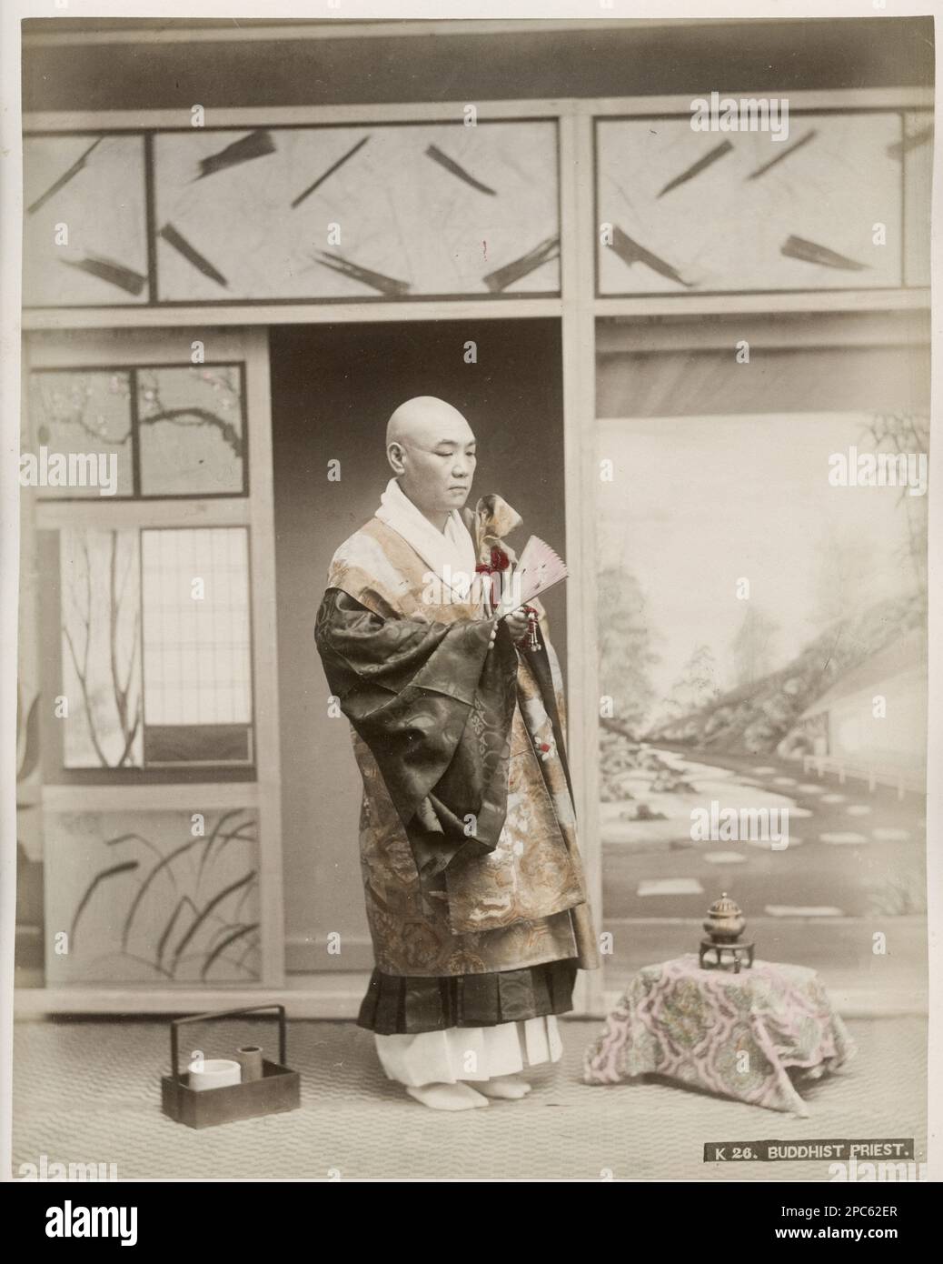 19th c. vintage photo Japan: Buddhist priest Stock Photo - Alamy