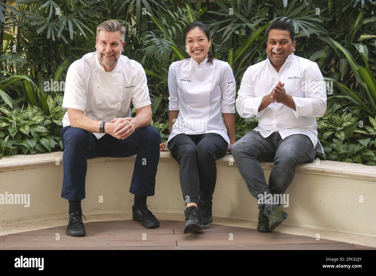 Ren guest chefs (L to R) Uwe Opocensky, Joanna Yuen, and Sheldon Fonseca, at Island Shangri-La ...