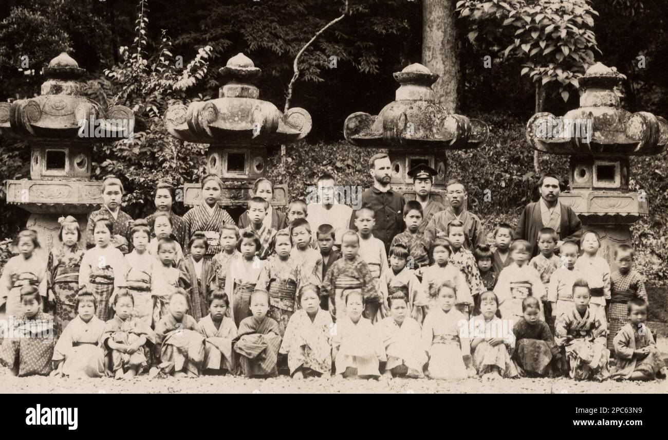 19th c. vintage photo Japan: Christian missionary, Sunday school ...