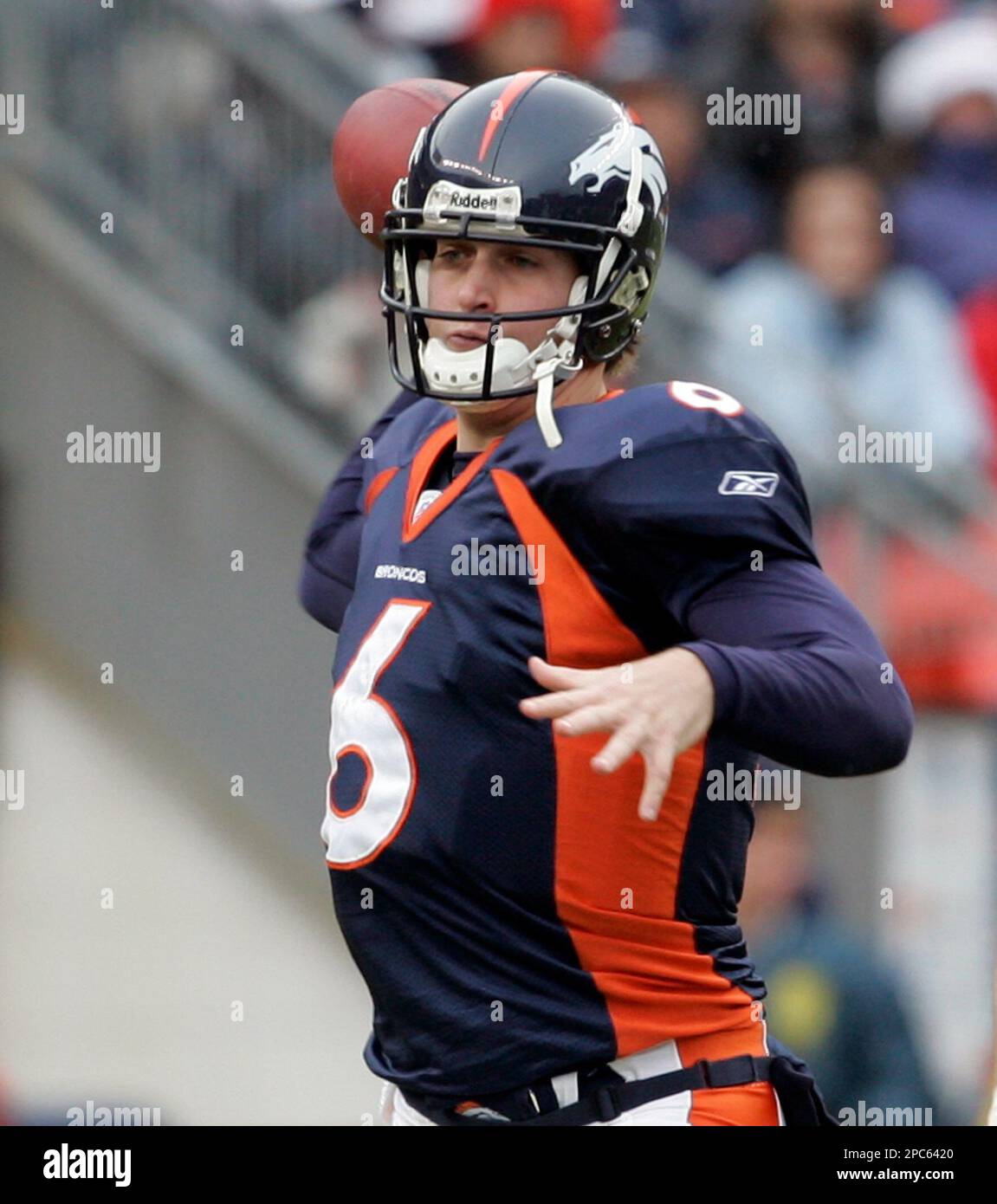 Denver Broncos quarterback Jay Cutler throws a pass against the ...