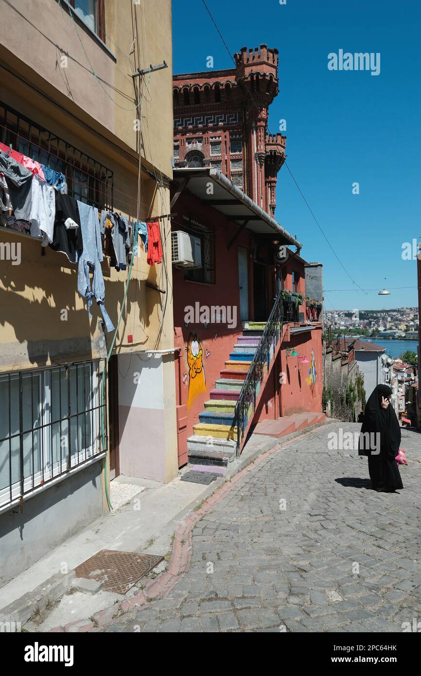 Istanbul, Turkey - May 20, 2022. Traditional colorful building ...