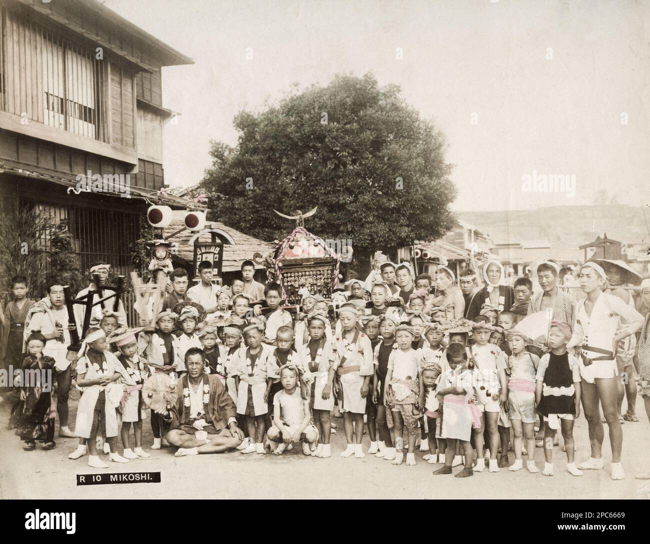 19th c. vintage photo Japan: mikoshi, portable Shinto shrine, altar ...