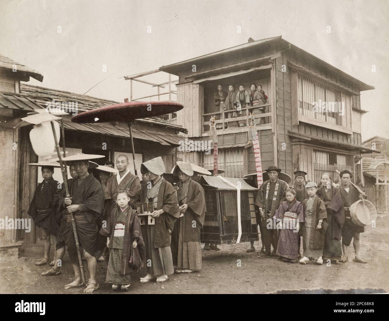19th c. vintage photo Japan: Japanese funeral procession Stock Photo ...