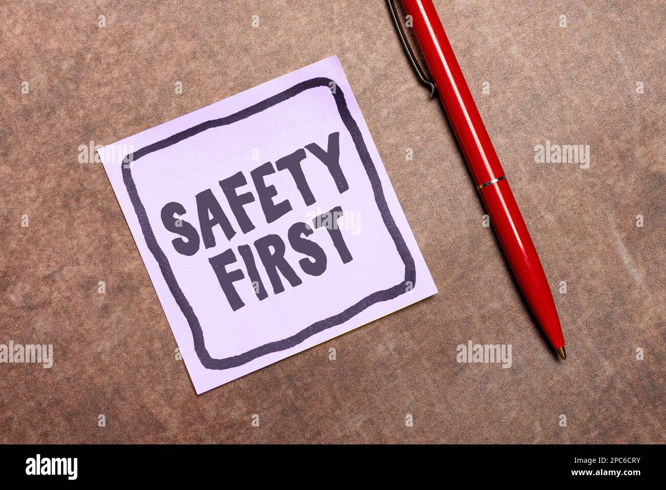 Sign displaying Safety First. Business concept Avoid any unnecessary ...