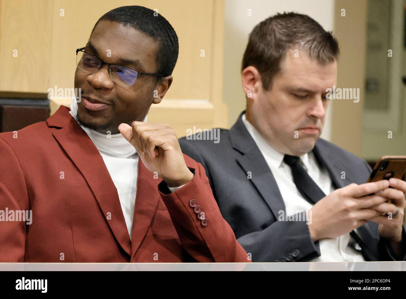 Shooting suspect Michael Boatwright is shown at the defense table with ...