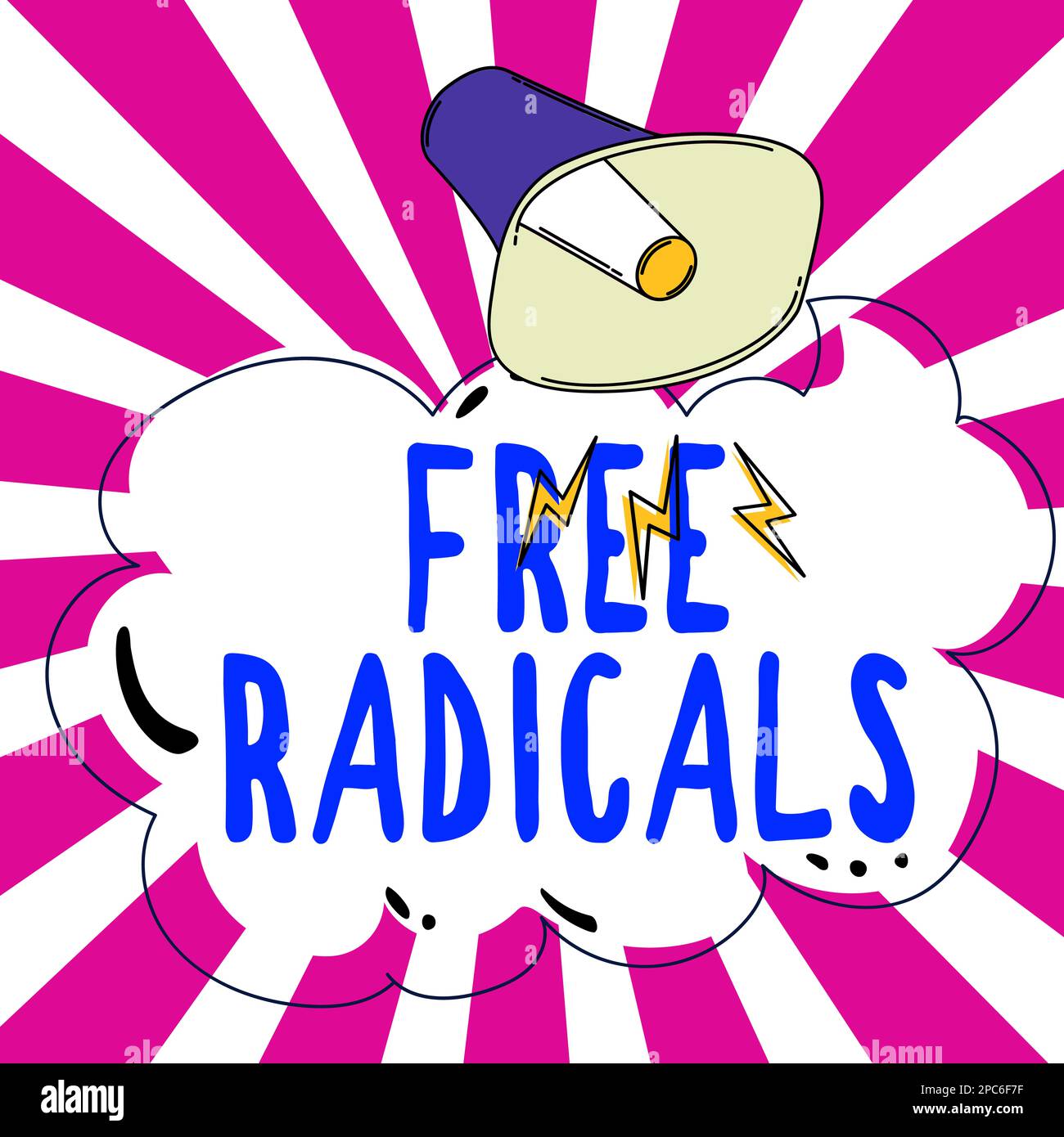 Hand writing sign Free Radicals. Business concept produced in body by ...