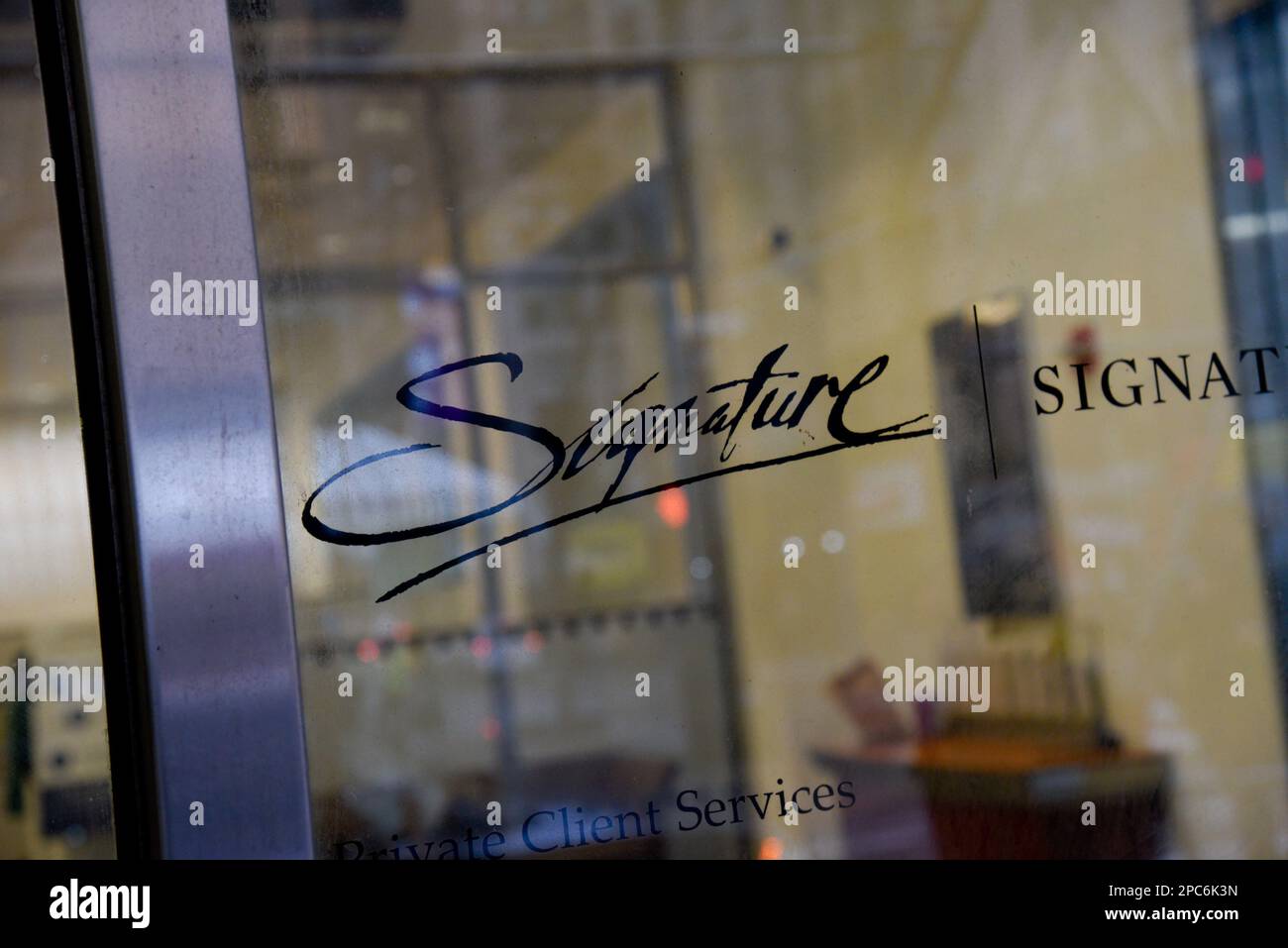 New York, USA. 13th Mar, 2023. A view of the Signature Bank branch on ...