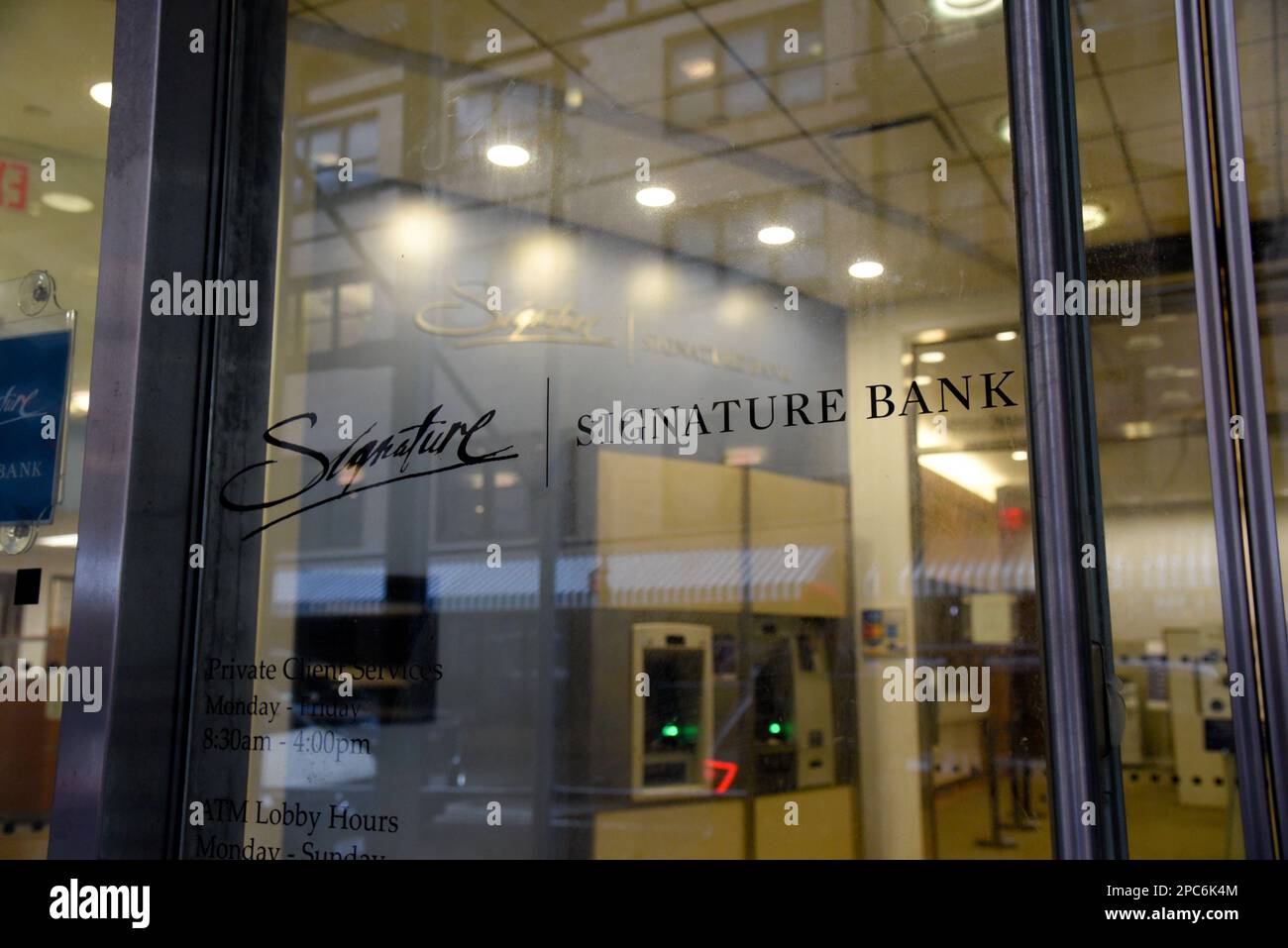 New York, USA. 13th Mar, 2023. A view of the Signature Bank branch on ...