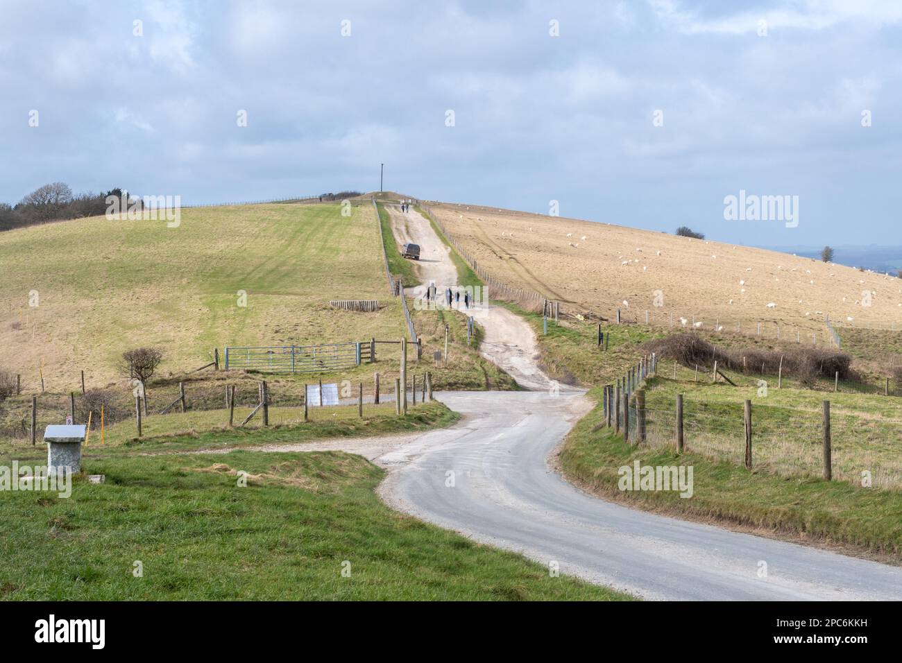 View of Combe Gibbet at the top of Gallows Down in Berkshire, England ...