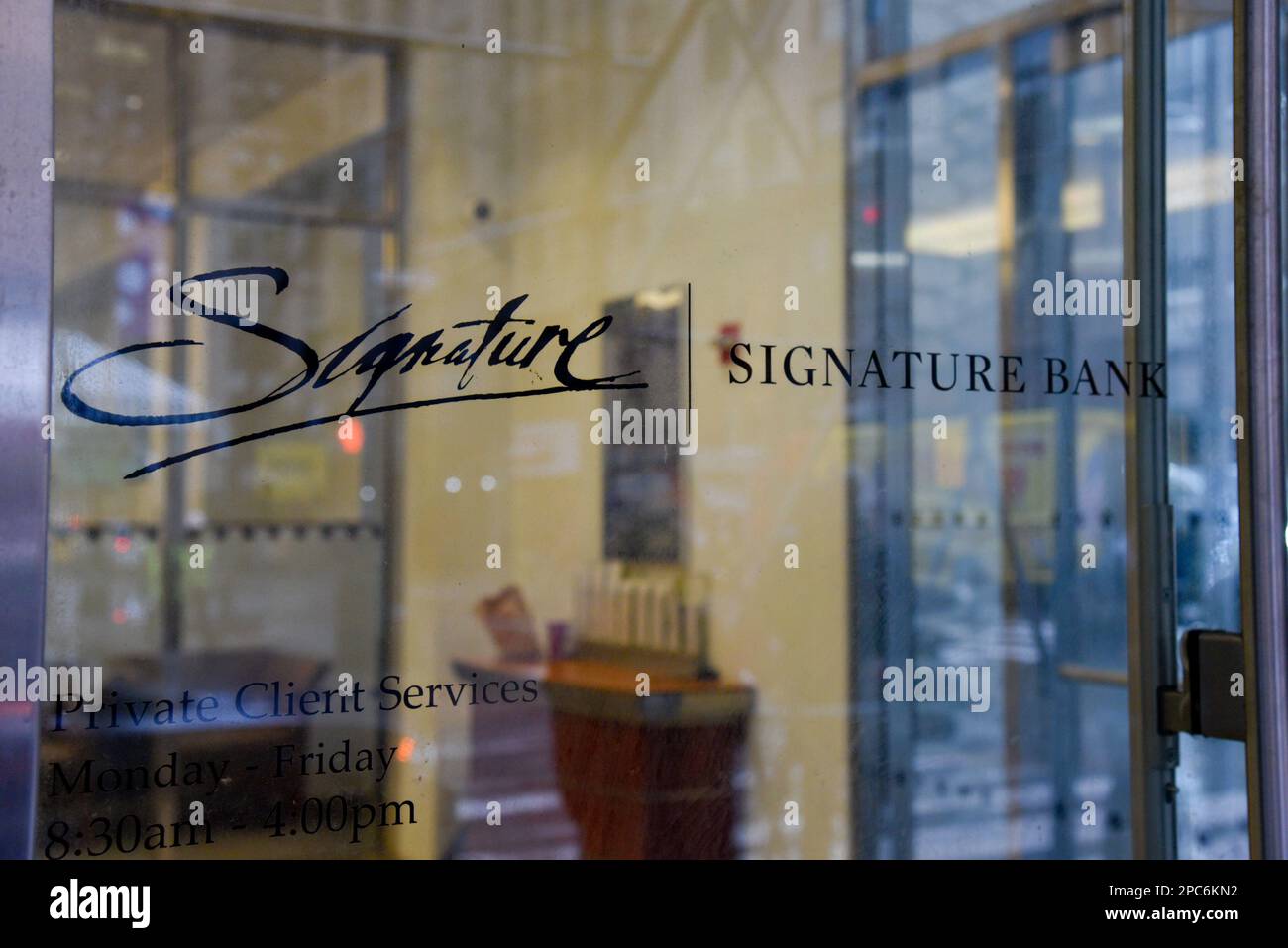 New York, USA. 13th Mar, 2023. A view of the Signature Bank branch on ...