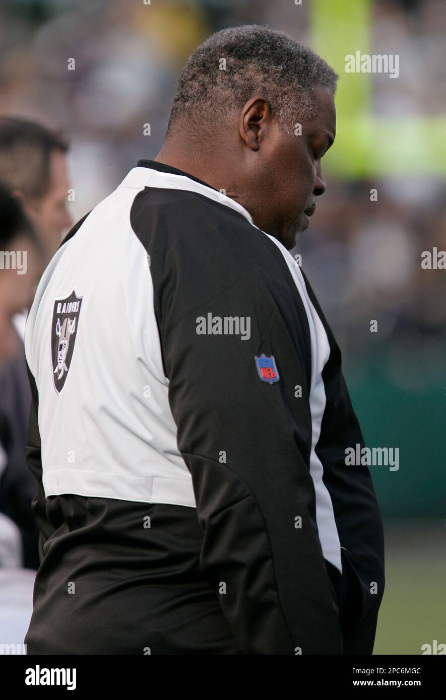 Oakland Raiders head coach Art Shell looks down during their NFL game ...