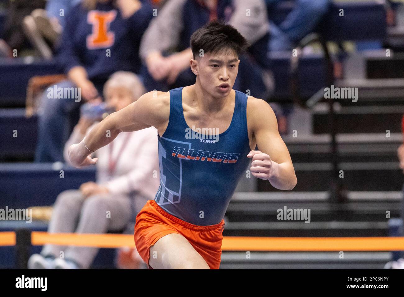 Illinois gymnast Evan Manivong of an NCAA gymnastics meet on Sunday ...