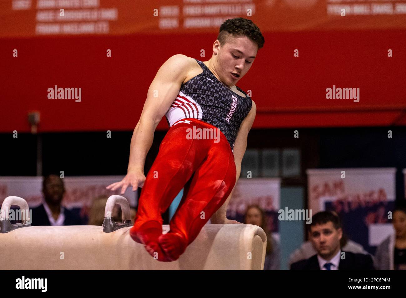 Nebraska gymnast James Friedman competes on the pommel horse of an NCAA ...