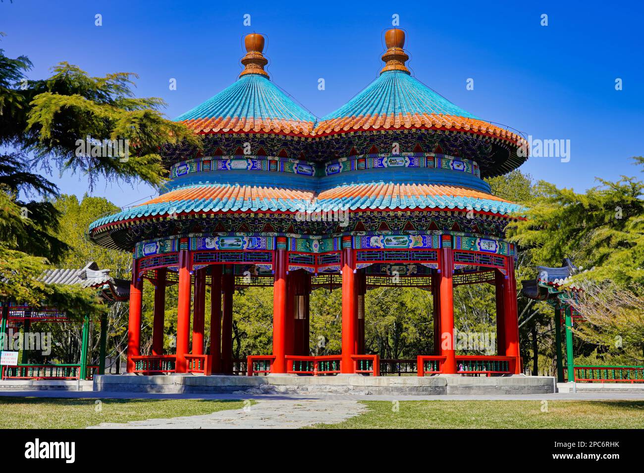 The colorful pavilions at the Temple of Heaven complex. Beijing, China ...