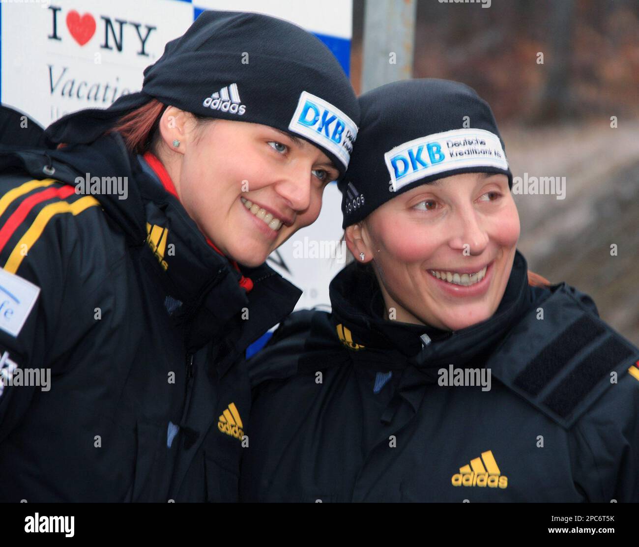 German bobsled team driver Sandra Kiriasis (l) and brakeman Anja ...