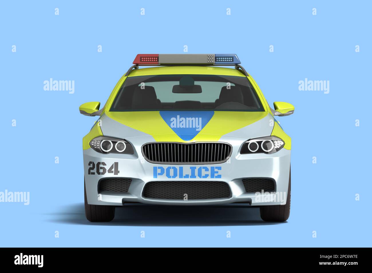 modern police car front view 3d remdr on blue background Stock Photo ...