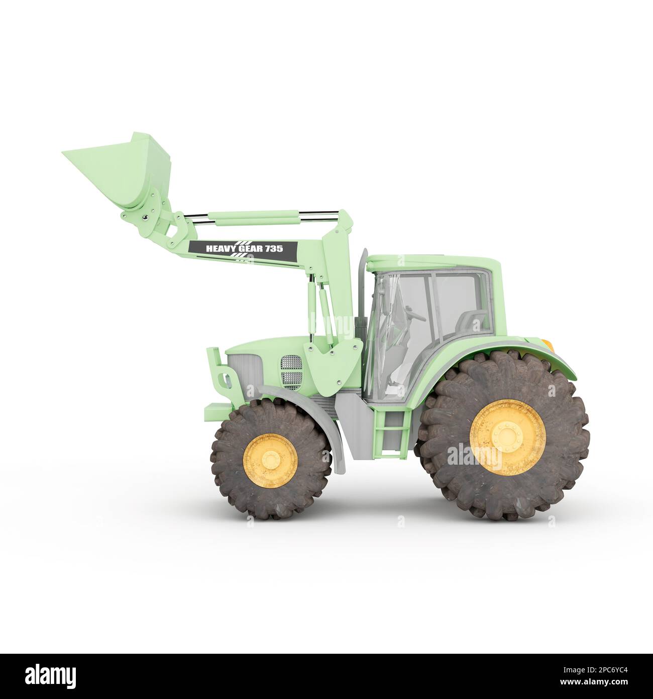 Green tractor 3d render on white background 100 char Stock Photo - Alamy