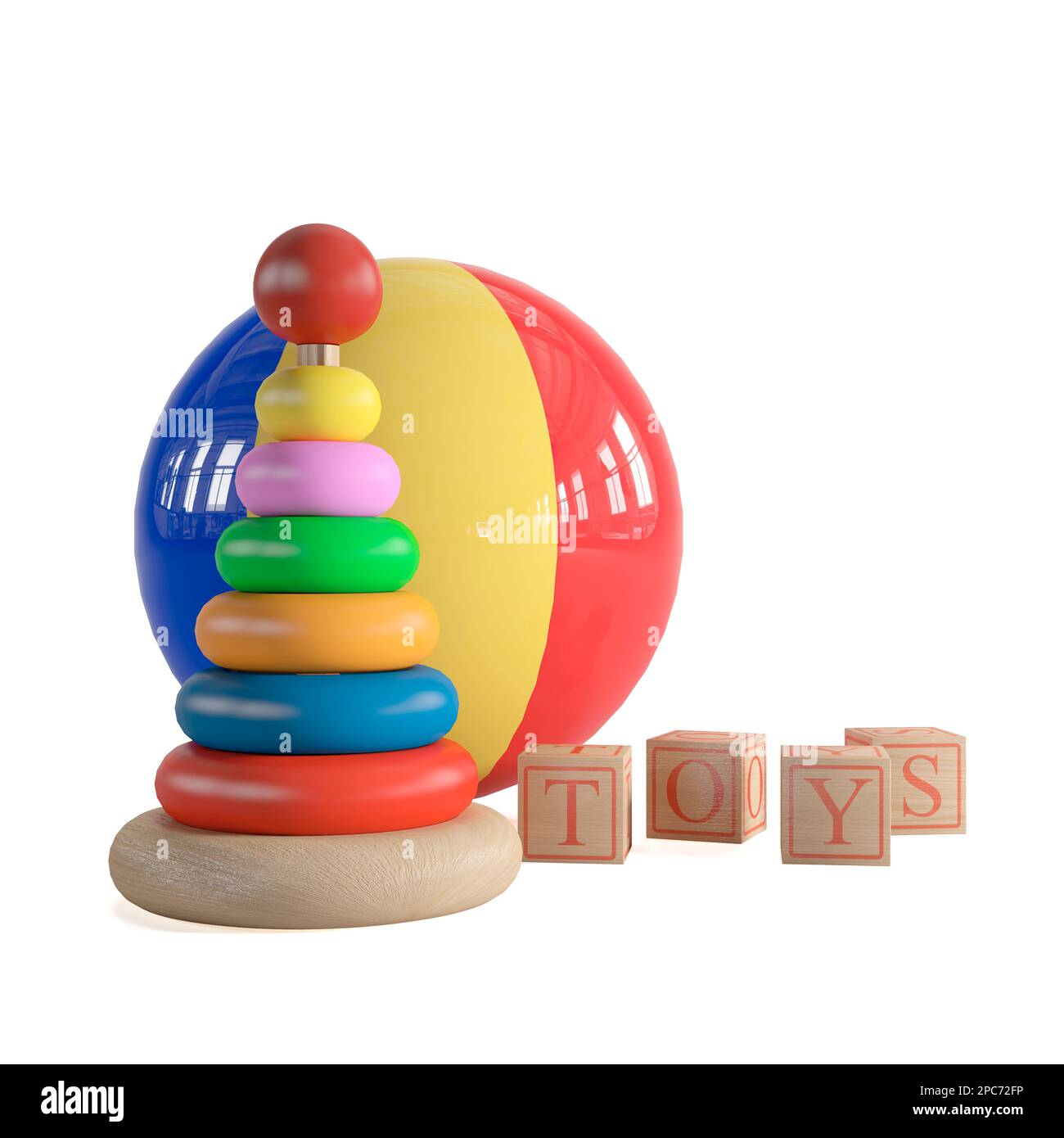 Stacking pyramid toy blocks 3D rendering, closeup Stock Photo - Alamy