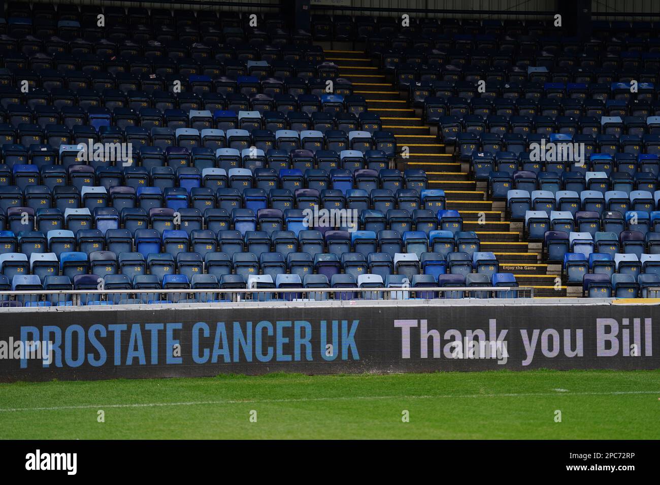 Prostate Cancer UK branding on advertising boards at Adams Park ...