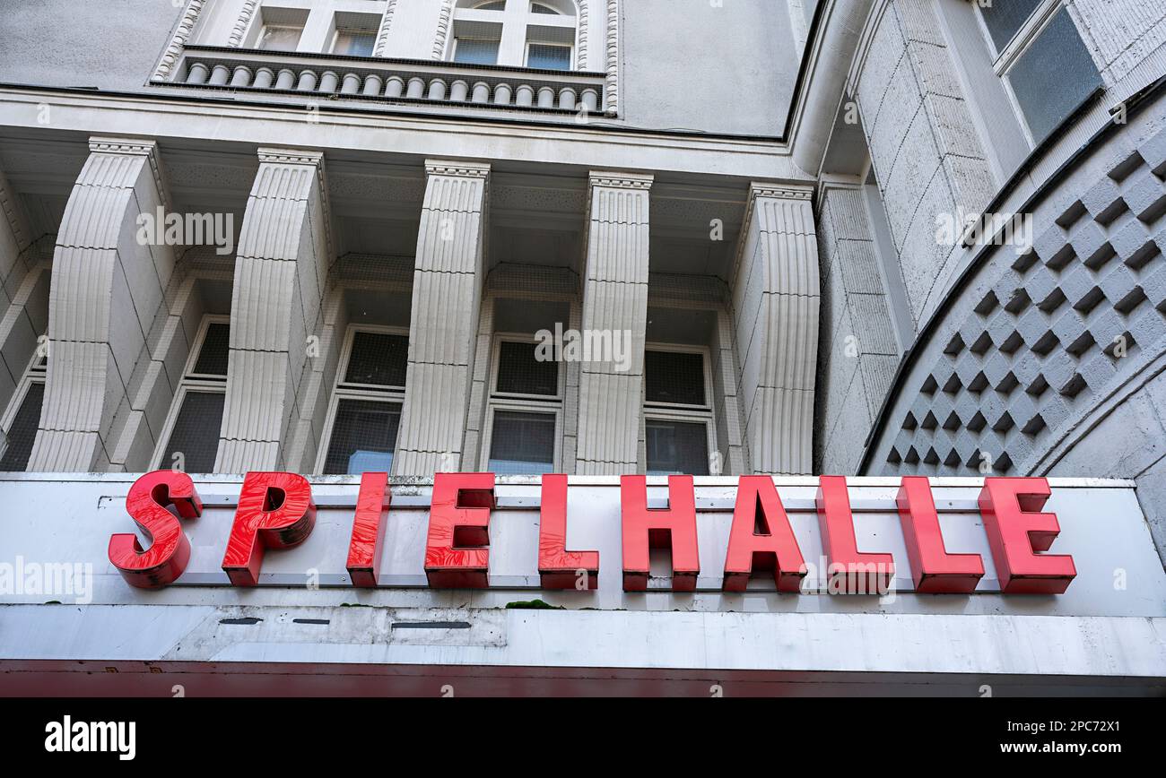 Amusement Arcade, Advertisement At Entrance, Berlin, Germany Stock ...