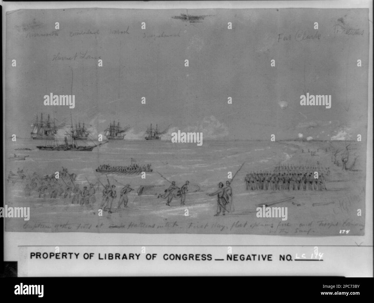 Capture of the Forts at Cape Hatteras inlet-First day, fleet opening ...