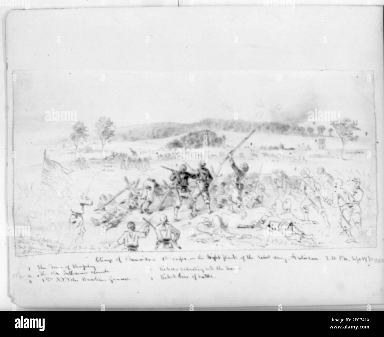 The battle of Antietam--Charge of Burnside 9th Corps on the right flank ...