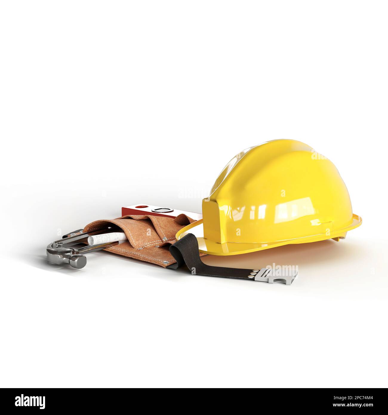 Construction safety gear 3D rendering on white surface Stock Photo - Alamy