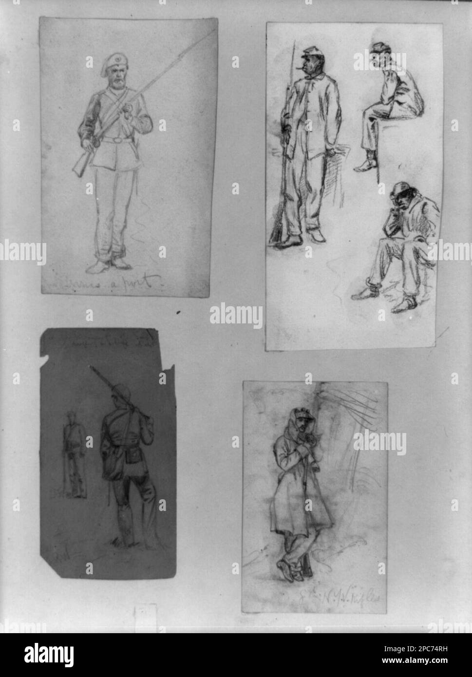 Three African American figures. Morgan collection of Civil War drawings ...