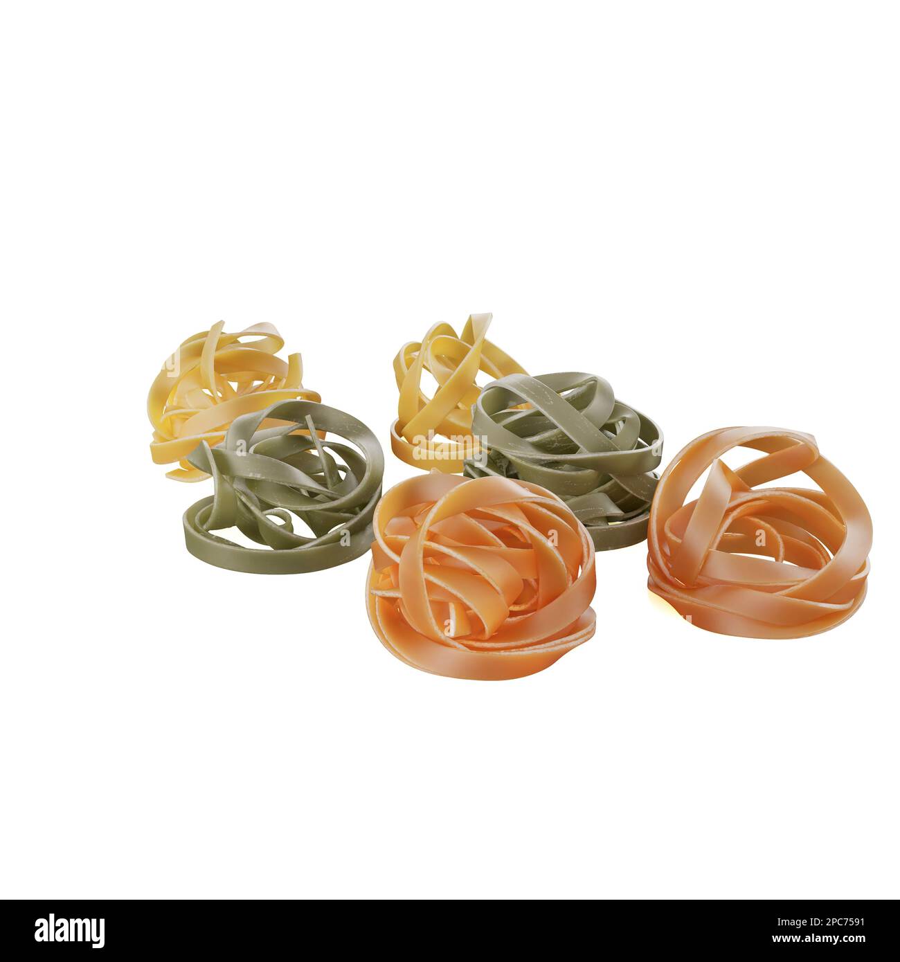 3 small pasta noodles 3D render white background culinary dish meal ...