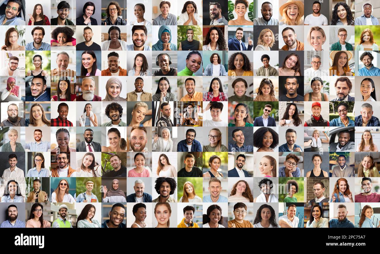 Happy multicultural people enjoying life, smiling at camera Stock Photo ...