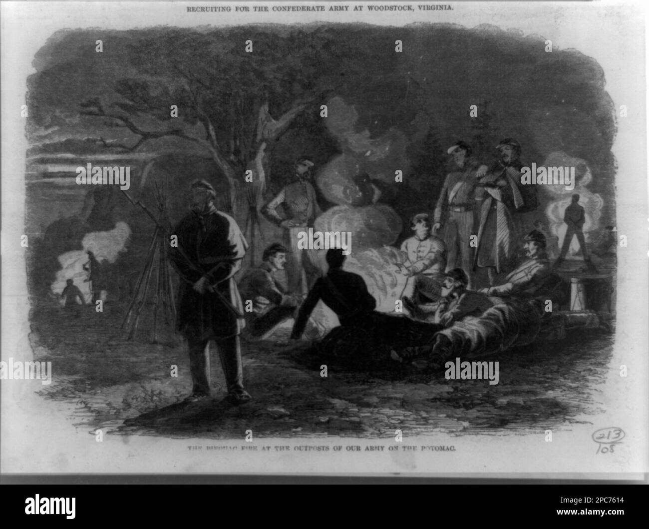 The Bivouac fire at the outposts of our army on the Potomac. Illus. in ...