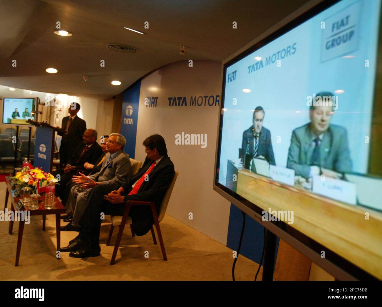Managing Director, Tata Motors Ravi Kant, 3rd from left, speaks during ...