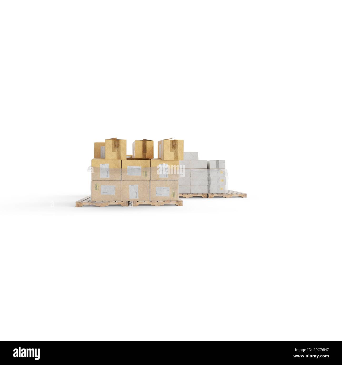 Cardboard boxes on top of each other 3d rendering Stock Photo - Alamy