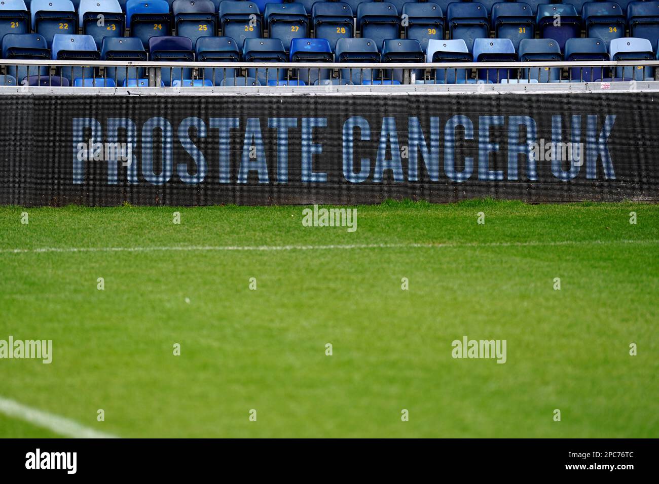 Prostate Cancer UK branding on advertising boards at Adams Park ...