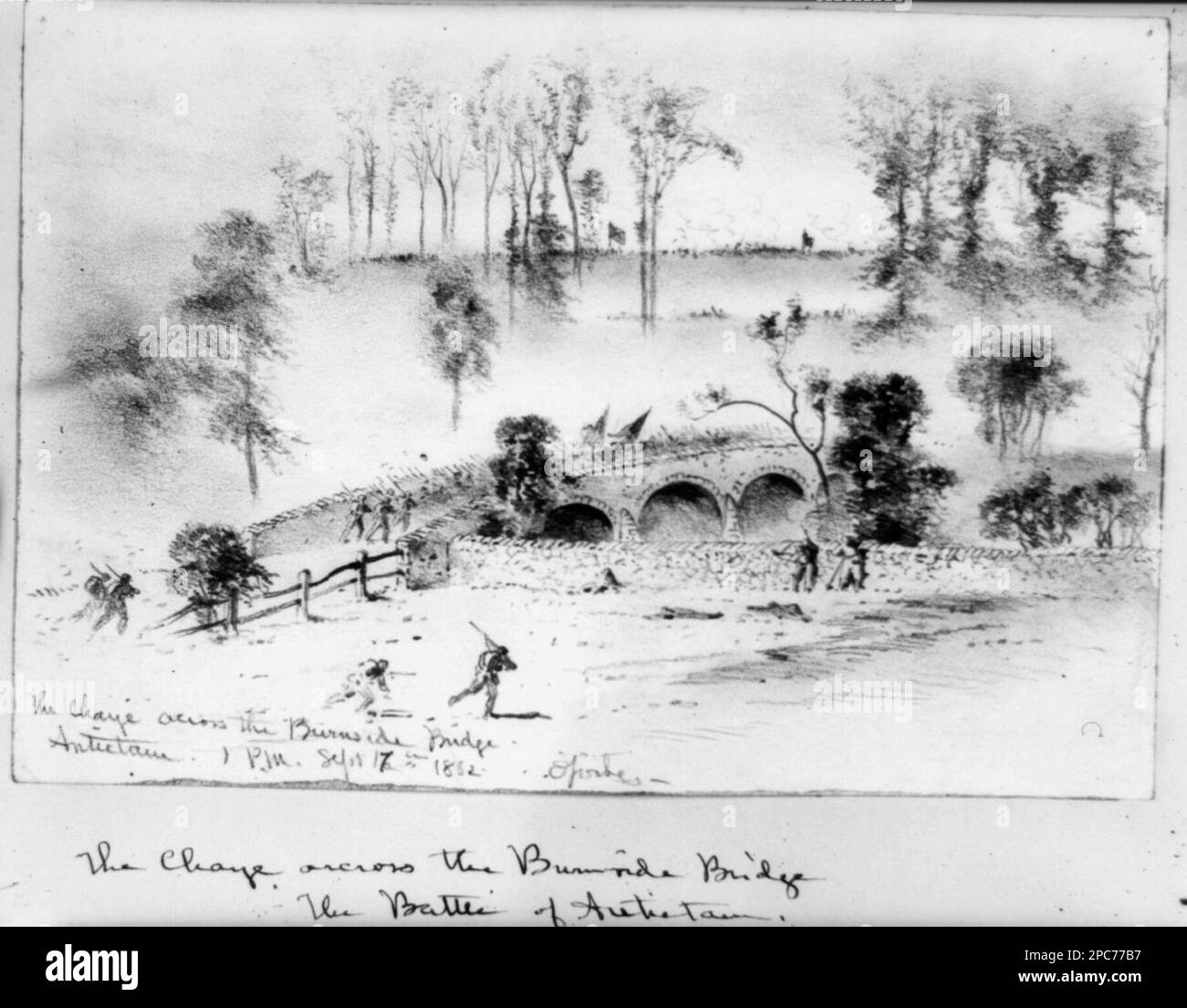 The charge across the Burnside Bridge--Antietam / E. Forbes.. Morgan ...
