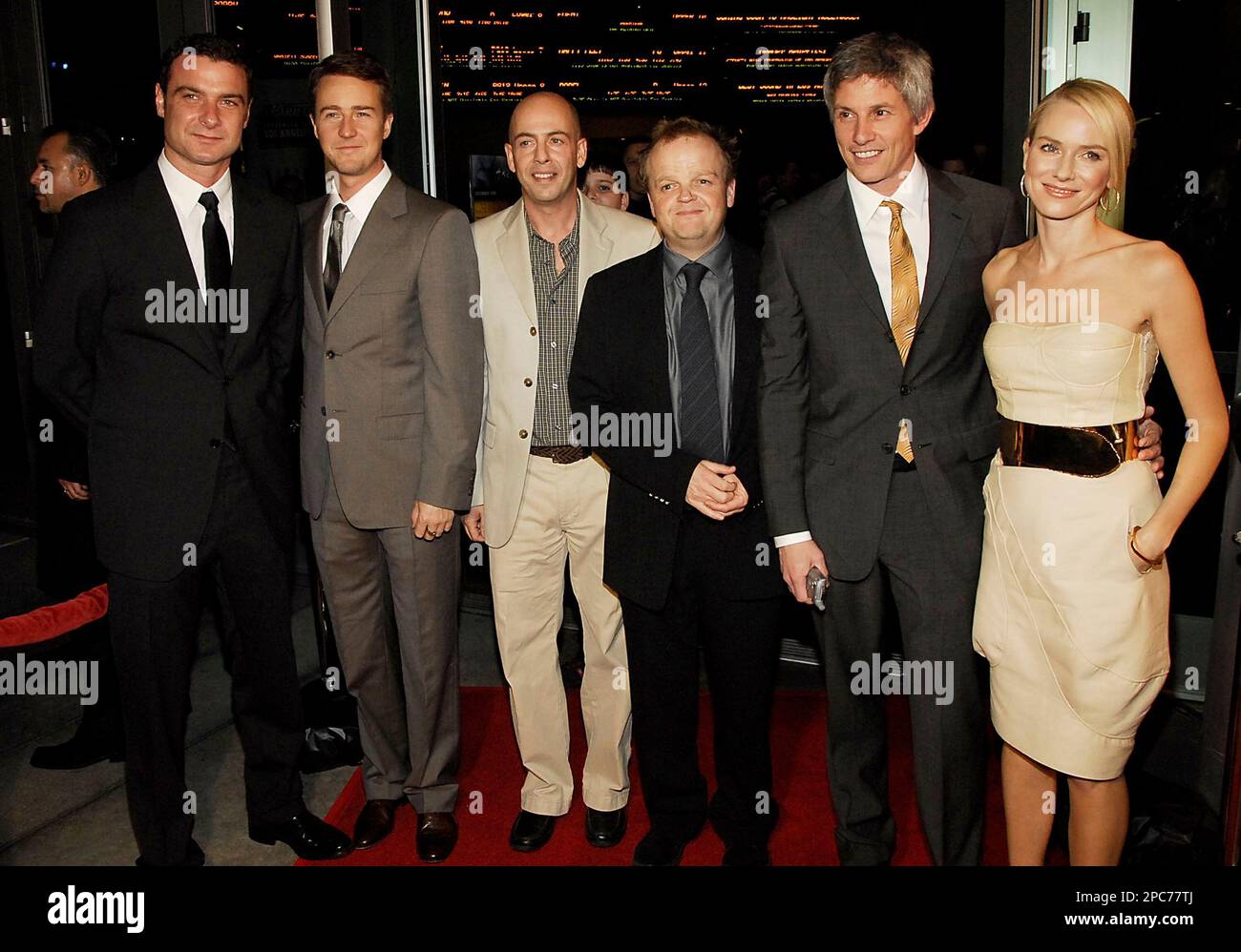 Actors, from left, Liev Schreiber, Edward Norton, Producer Bob Yari ...
