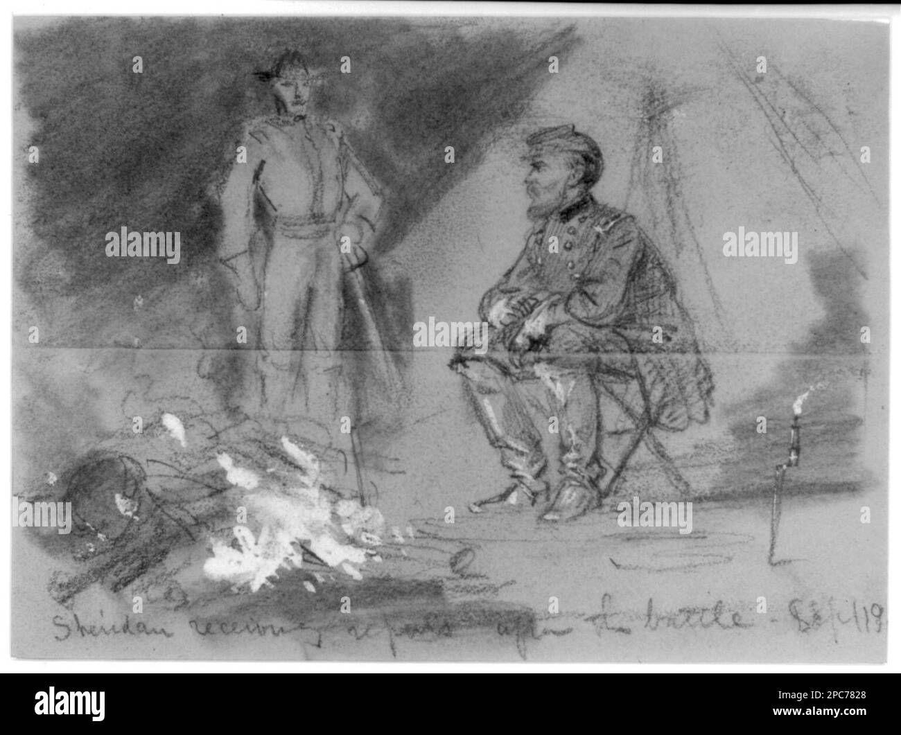 Sheridan receiving reports after the battle Sept. 19. Morgan collection ...