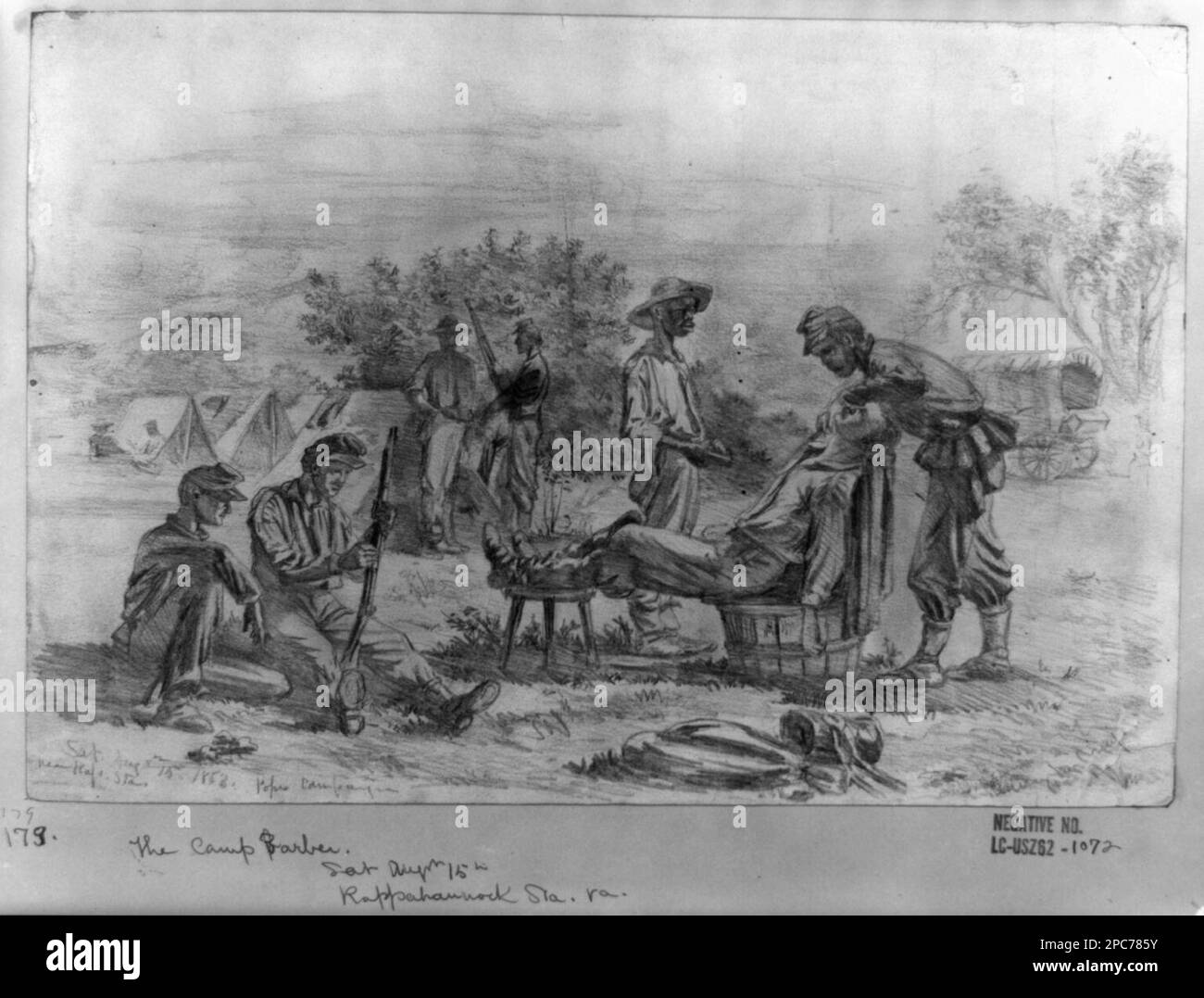 The camp barber--taking a shave--Saturday--Rappahannock Station ...