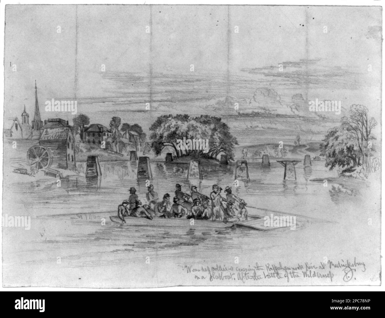 Wounded soldiers crossing the Rappahannock River at Fredericksburg on a ...