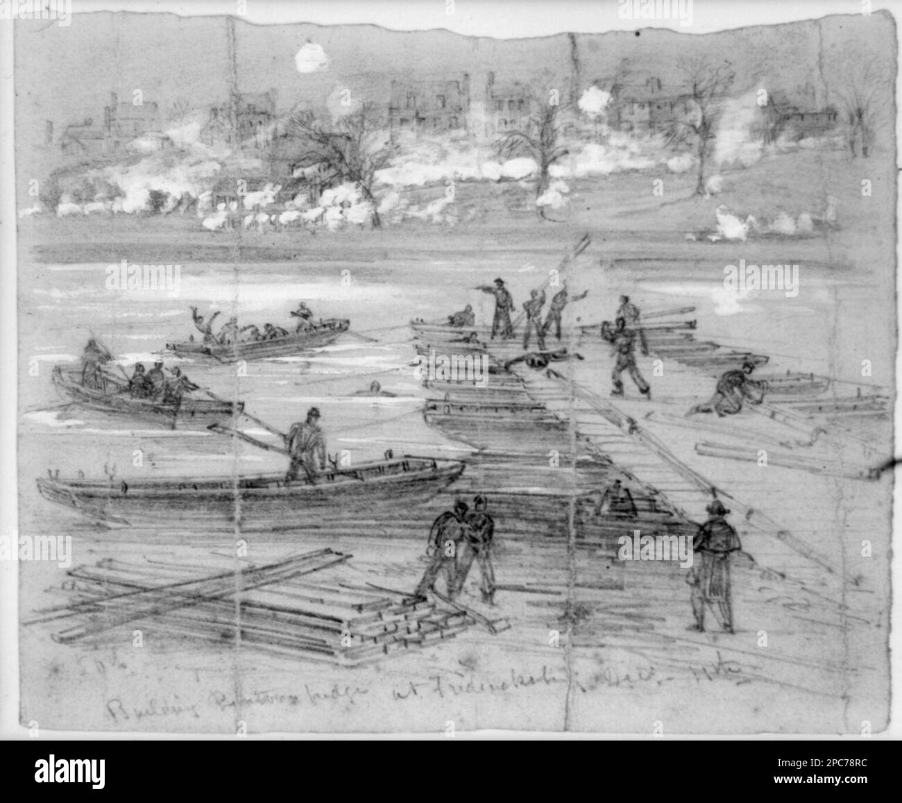 Building pontoon bridges at Fredericksburg Dec. 11th.. Morgan ...