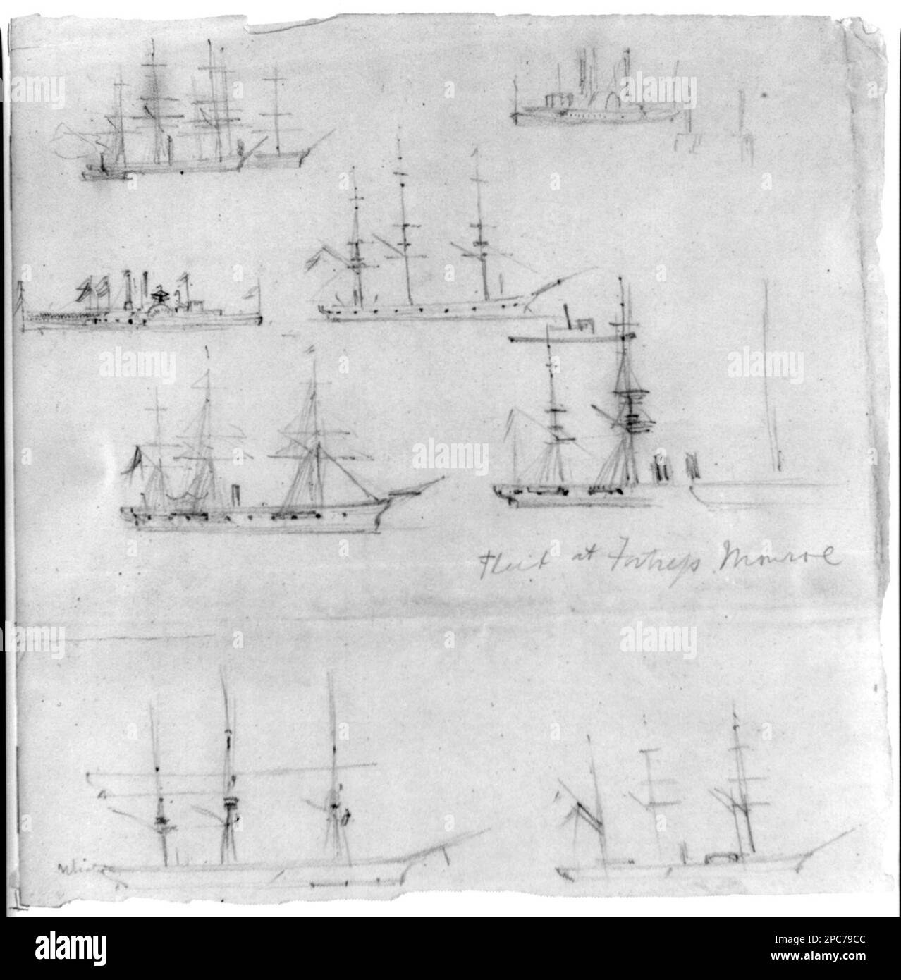 Fleet at Fortress Monroe. Morgan collection of Civil War drawings ...