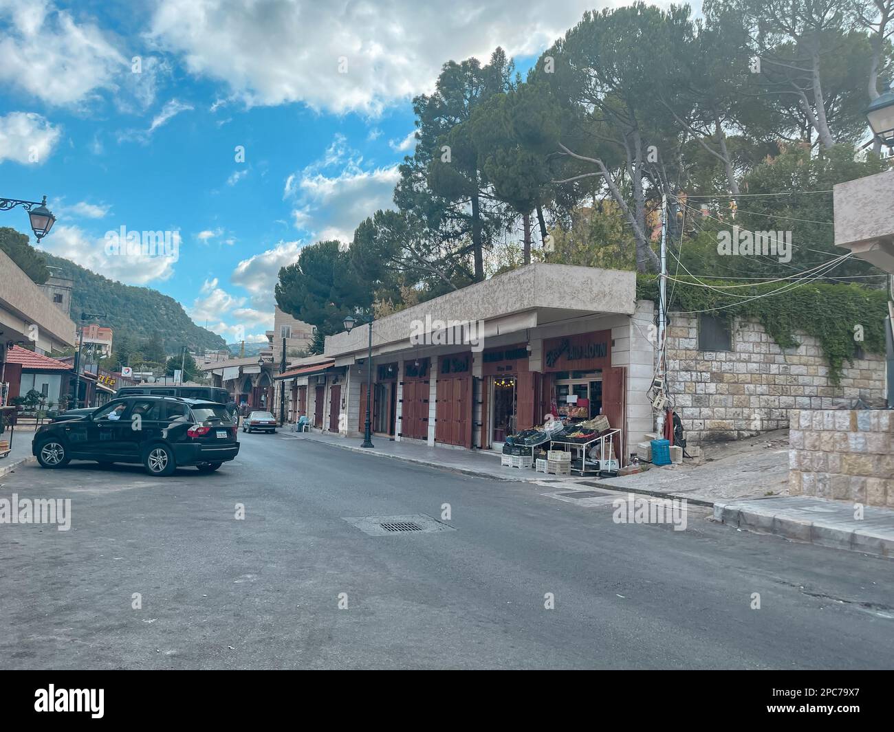mountain top and nature view - Aerial view of Jezzine town in Lebanon ...