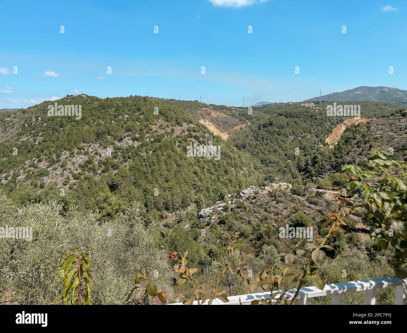 mountain top and nature view - Aerial view of Jezzine town in Lebanon ...