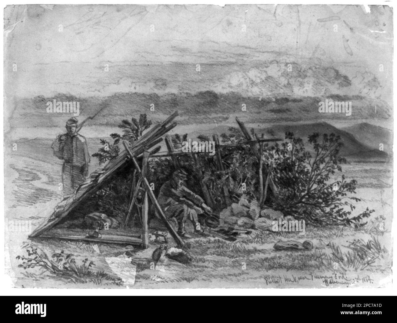 Picket hut, near Freemans Ford. Morgan collection of Civil War drawings ...