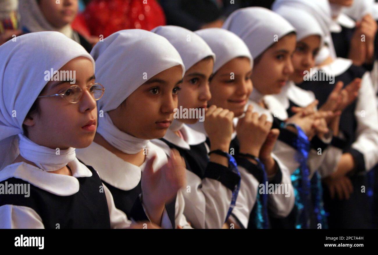 Iranian school girls attend a ceremony marking the United Nations ...