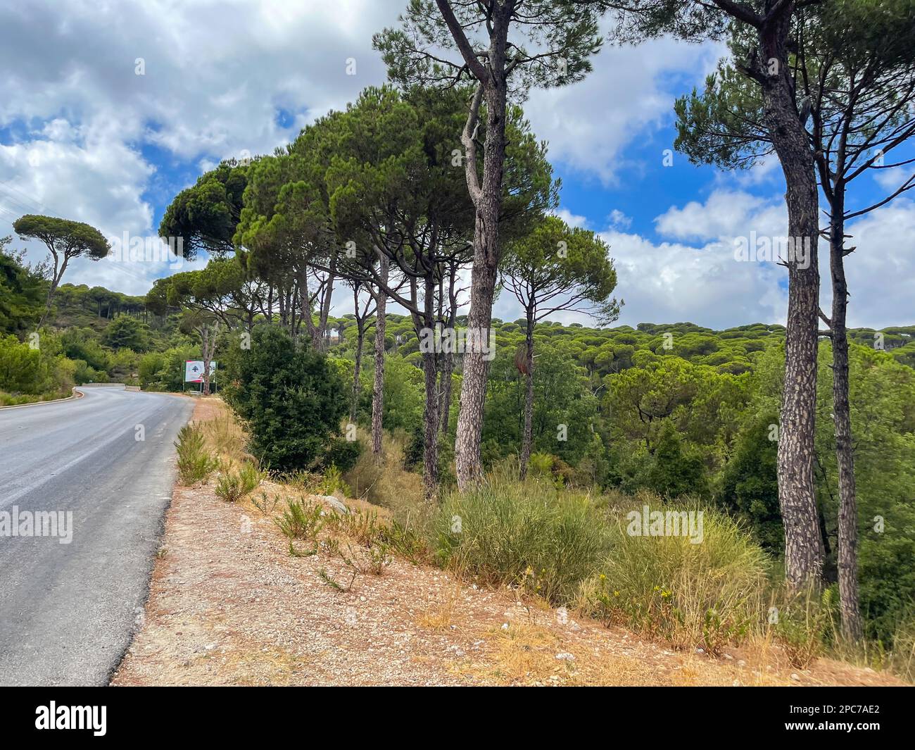 mountain top and nature view - Aerial view of Jezzine town in Lebanon ...