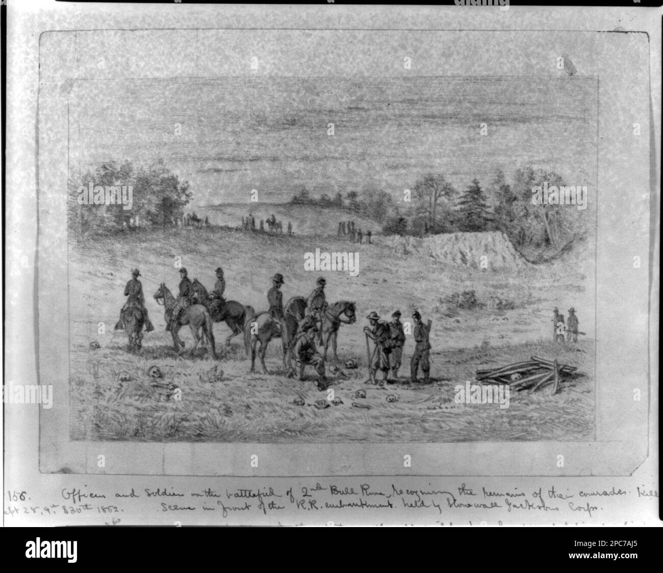 Officers and soldiers on the battlefield of the second Bull Run ...