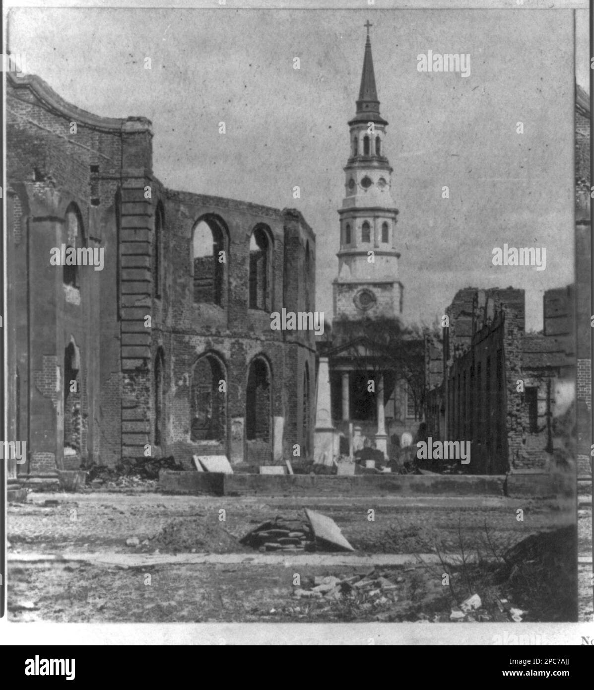 Meeting Street-Ruins of Secession Hall and Circular Church, with St ...