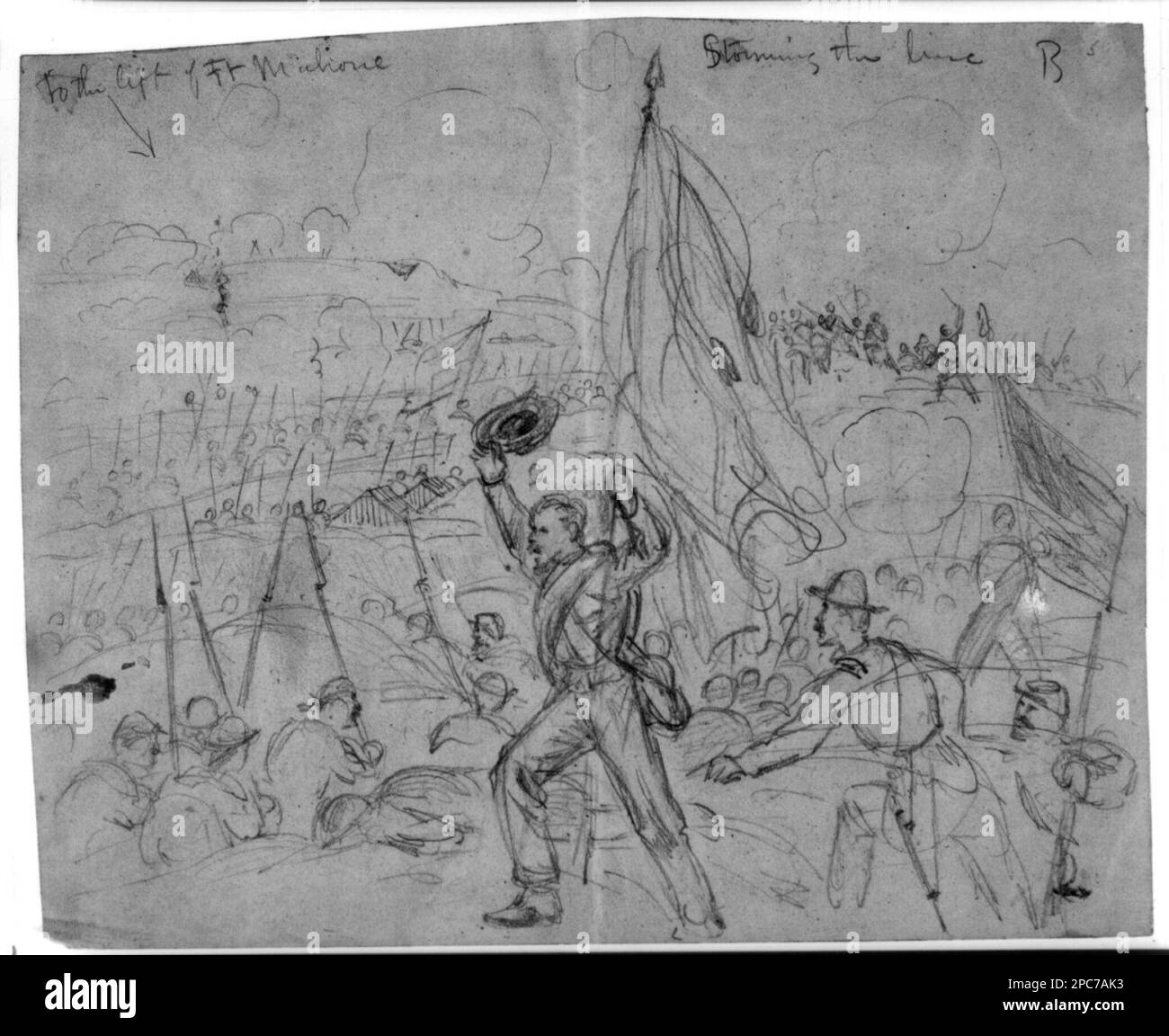 Storming the line. Morgan collection of Civil War drawings. Soldiers ...