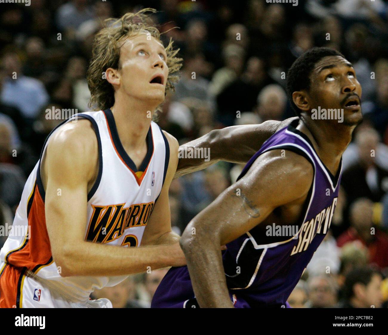 Sacramento Kings' Ron Artest, right, positions himself for a rebound ...